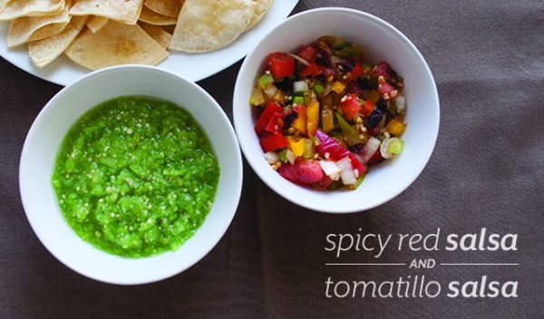 Spicy Red Salsa and Tomatillo Salsa